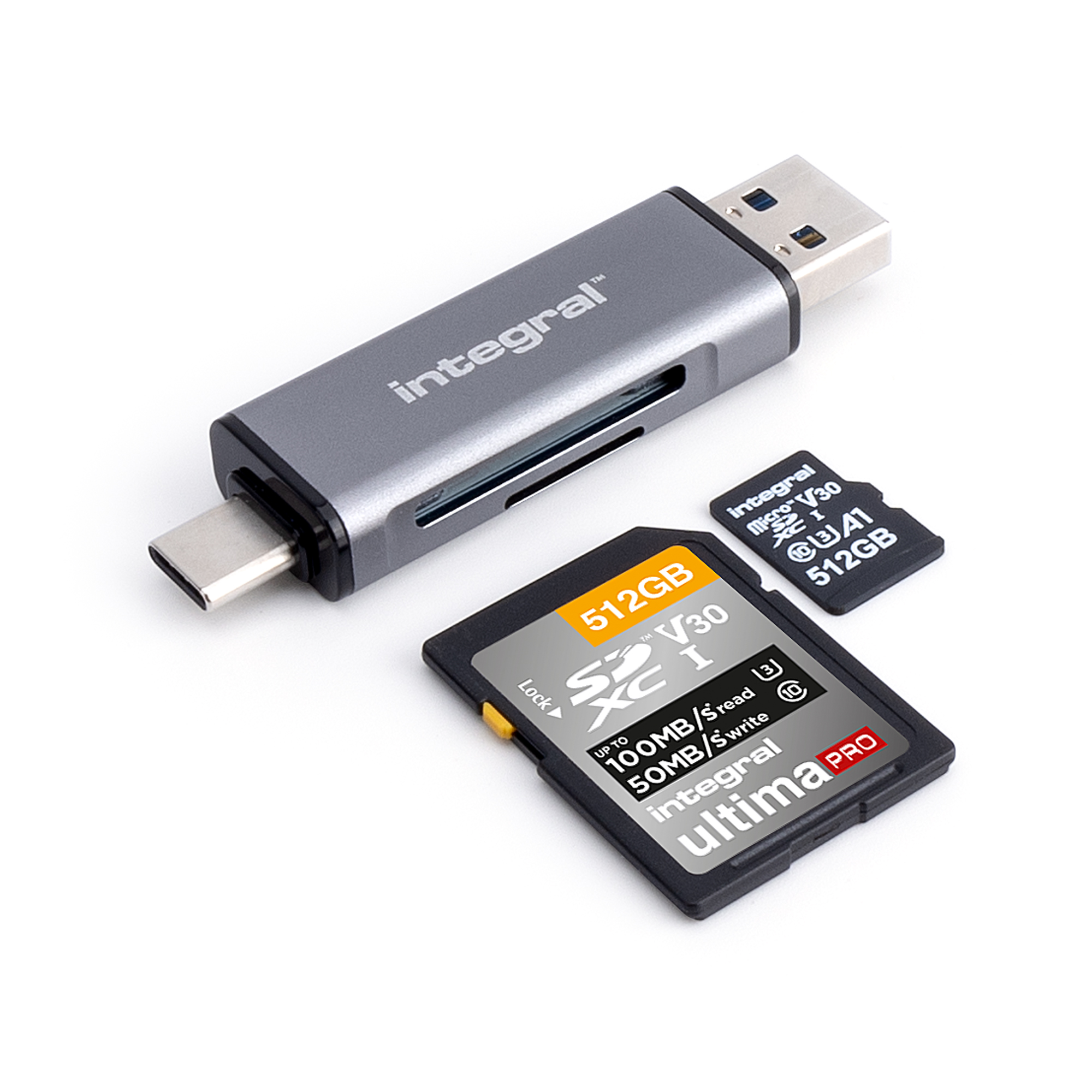 Integral Dual End SD and microSD Card Reader