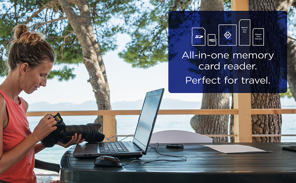 4-in-1 Memory Card Reader | Type A Cable with Type C Adapter